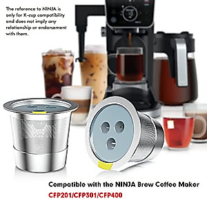 Stainless Steel Reusable K Cups Compatible with Ninja Dual Brew Coffee Maker, K Cup Reusable Coffee Pods,Permanent Reusable Coffee Filters for Ninja CFP201 CFP 300 CFP301 CFP305 CFP307 CFP400 (1Pack)