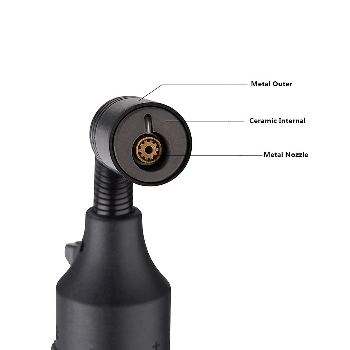 Torch Lighter 360° Rotation Adjustable Single Jet Flame, Flexible Refillable Lighter for Hob Stove Oven Fireplace Grills BBQ Outdoor (Butane No Included) (Black,One Size)