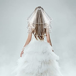Bridal Veil Women's Simple Tulle Short Lace Wedding Veil Ribbon Edge with Comb for Wedding Bachelorette Party Decorations Bridal Shower, Bride To Be Gift
