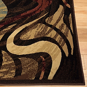 Home Dynamix Catalina Picasso Contemporary Artistic Swirl Area Rug, Black/Brown, 5'3"x7'2"