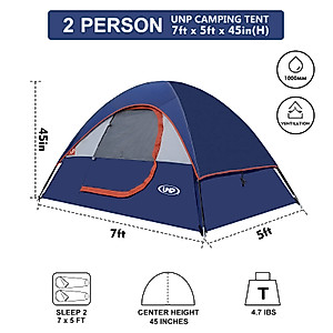 Camping Tent 2 Person, Waterproof Windproof Tent with Rainfly Easy Set up-Portable Dome Tents for Camping