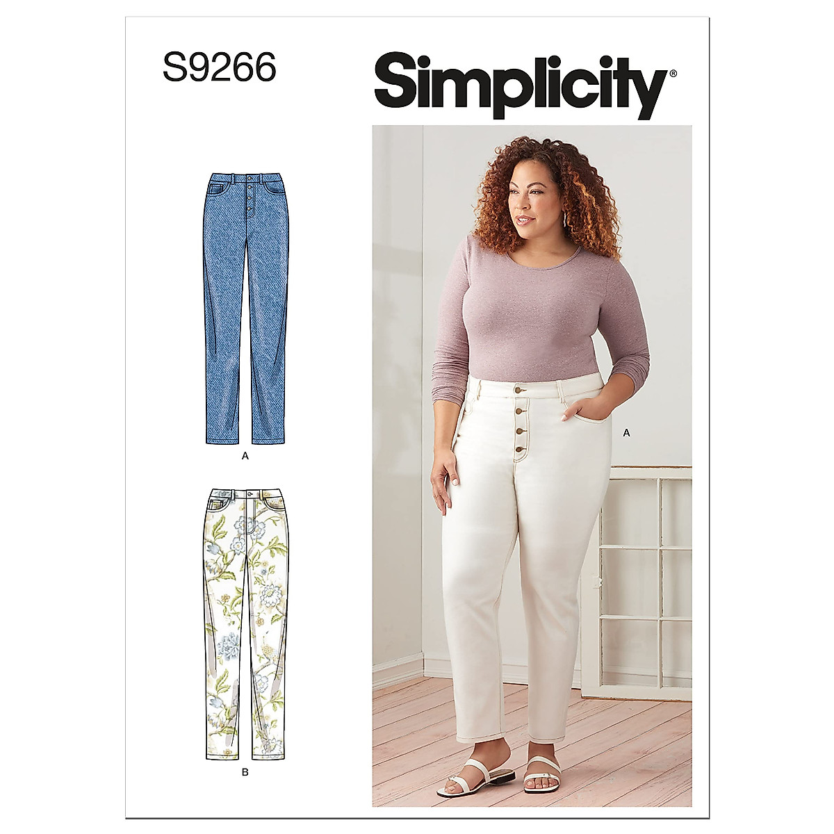 Simplicity Misses' and Women's Vintage Jeans Packet, Code 9266 Sewing Pattern, Sizes 20W-28W, White