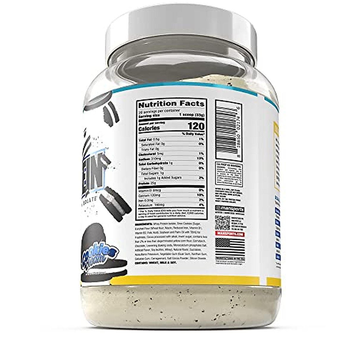 New Flavor - Man Sports ISO-Protein Hydrolyzed 100% Pure Whey Protein Isolate Powder, Cookies and Cream, 1.42 Pounds (20 Days Supply)