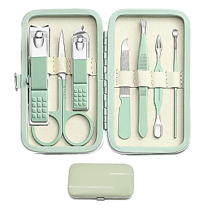 Manicure Set Nail Clipper Set Men Women Toe Finger Nail Clipper Personal Care Tools with Portable Travel Case Manicure Pedicure Tools Grooming Kit Gift for Men Women Family Friends Wife(Green)
