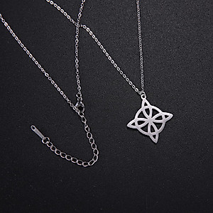 TEAMER Stainless Steel Witch Celtic Knot Witchcraft Necklace for Women Geometric Pendant Vintage Jewelry (Style 1 - Silver)