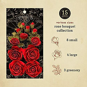 Graphic 45 Rose Bouquet Collection—Triumphant Red Paper Flowers, Multi