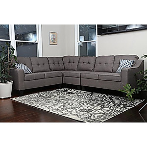 Oliver Smith - Large Brownish Grey Linen Cloth Modern Contemporary Upholstered Quality Sectional Left or Right Adjustable Sectional 106" x 82.5" x 34"