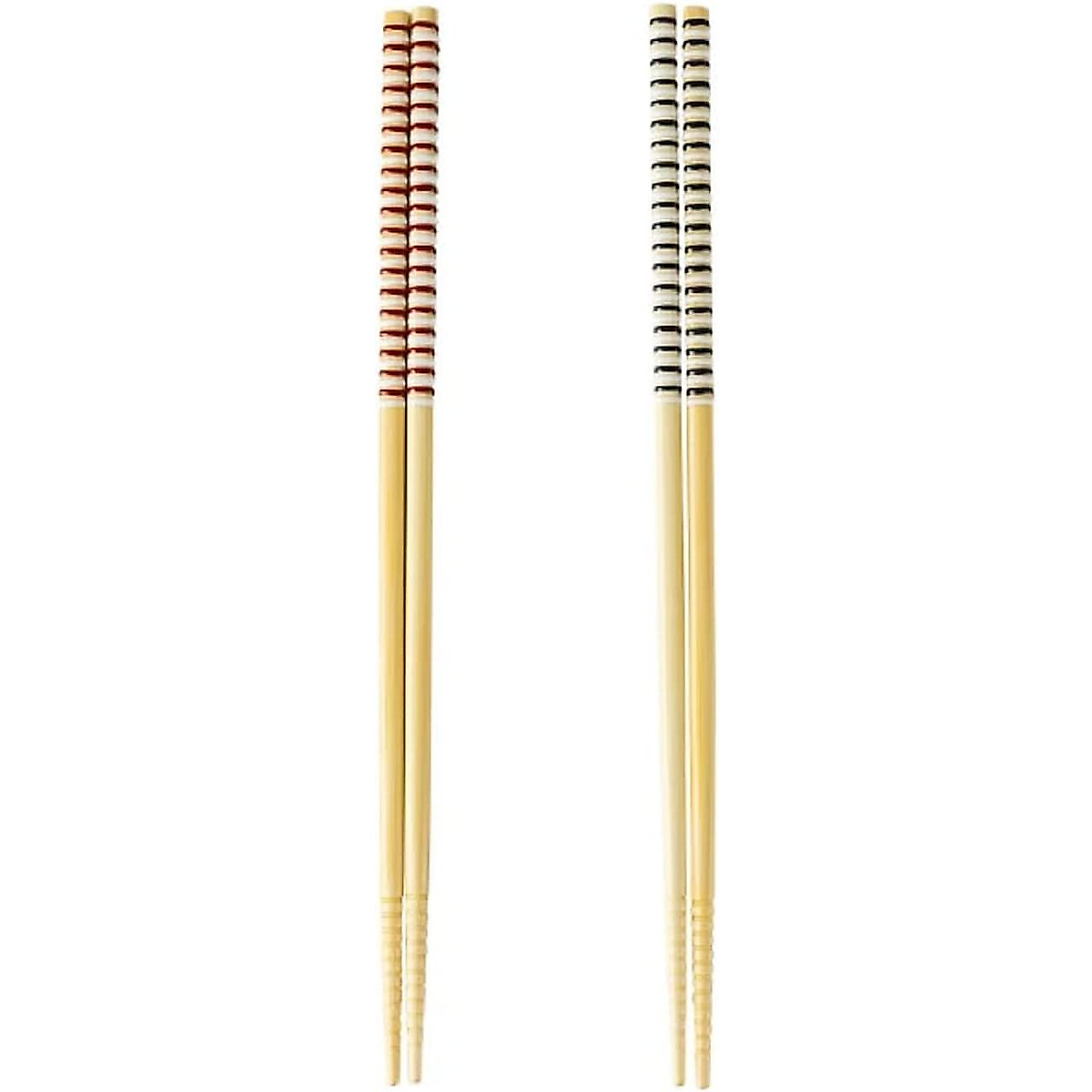 Asahi Koyo 2 Pairs Set Cooking Serving Long Chopsticks Dishwasher Safe 10.6 Inches Red and Black Made in Japan