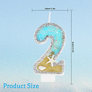 Birthday Candles Number 1 Candle, Handmade Numeral Candle Cake Topper, Perfect for Mermaid Theme Baby Shark Theme Finding Nemo Theme Birthday Party Favors Decorations