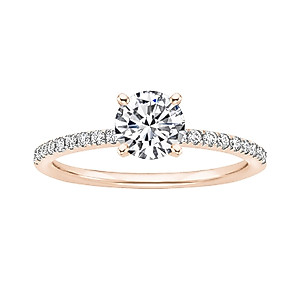 AIMAOMI Women Solitaire Engagement Rings Inlaid Zircon Bridal Wedding Band Exquisite Jewelry Promise Rings for Her Lady (Rose Gold, 8)