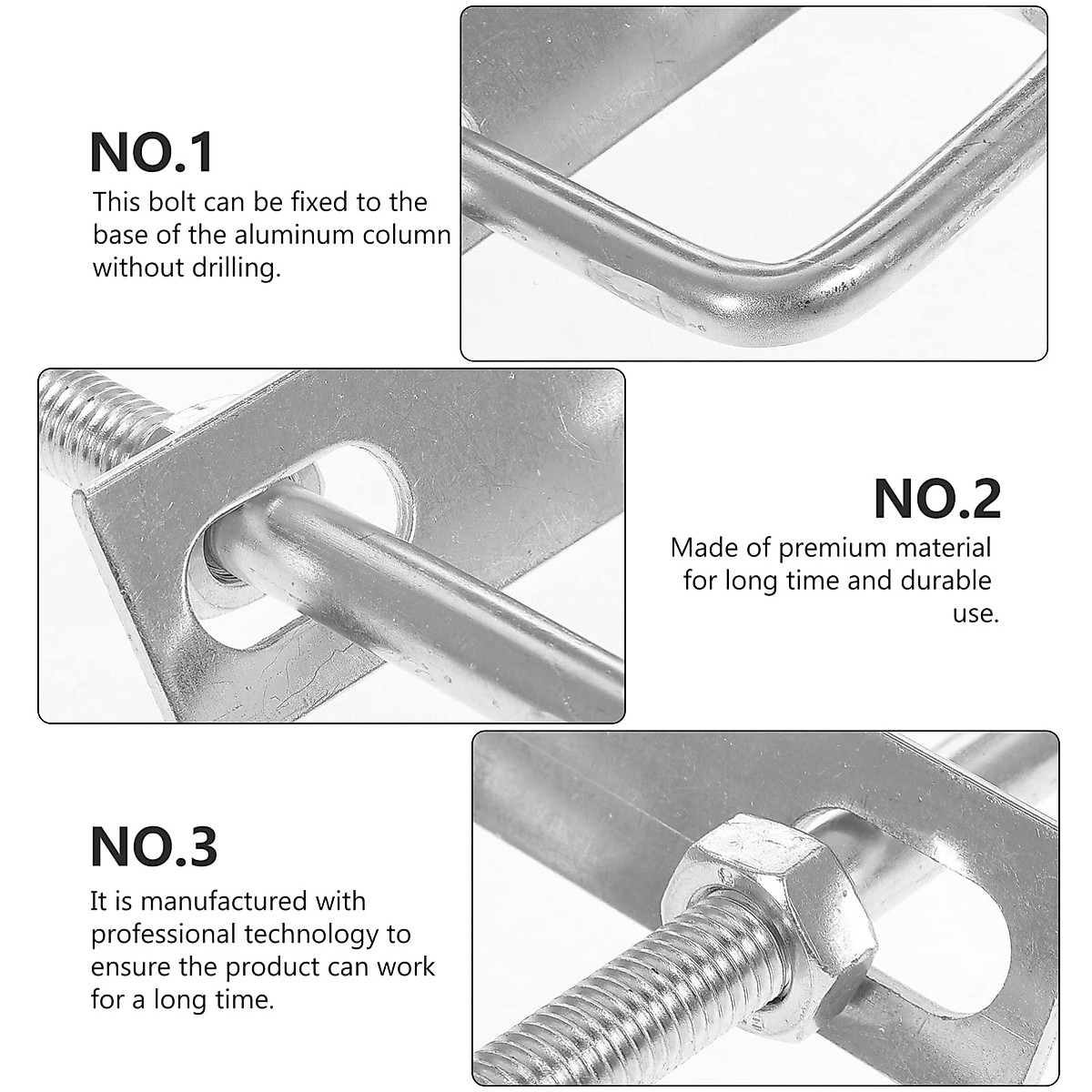 U Bolt Clamp Galvanized Steel u Shape Bolts U Bolt for Hardwares U-bolt Fastener Galvanized Steel Bend Bolts U Bolts with Nuts U-bolts for Trailer Heavy Duty U-bolts Square u Bolt