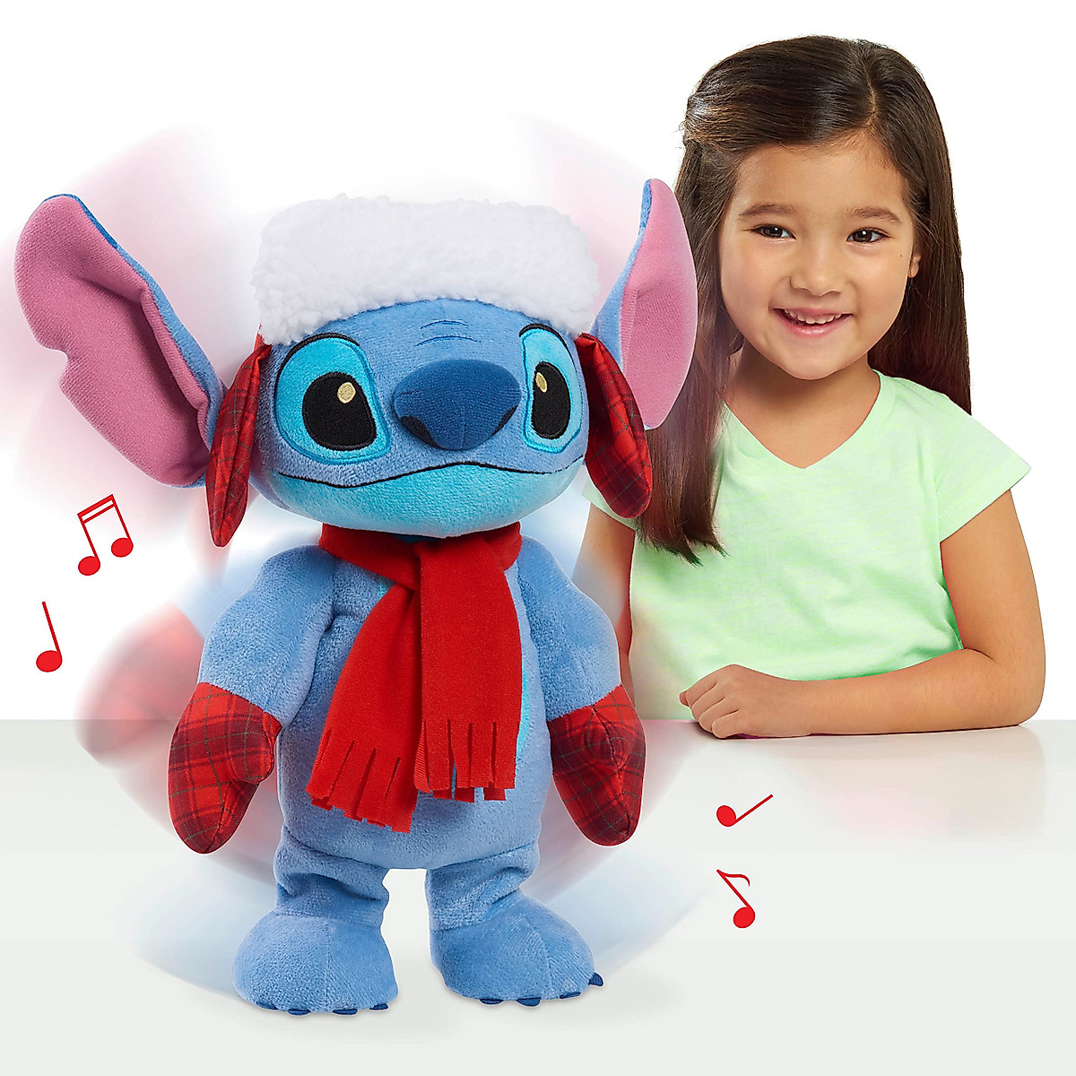 Disney Stitch 14.5-inch Large Holiday Dancing Feature Plush Stuffed Animal with Music, Kids Toys for Ages 3 Up by Just Play