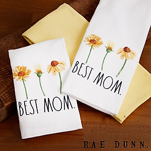 Rae Dunn Set of 3 Hand Towels for Kitchen and Bathroom, 100% Cotton, Embroidered Mother's Day Dish Towels 16 inches x 26 inches Decorative Hand Towels