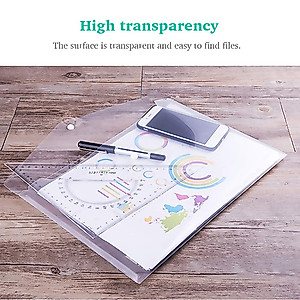 Clear Document Folders Transparent Filing Envelopes Waterproof Plastic Envelopes File Holder Filing Document Poly Envelope with Snap Button Closure for A4 Letter Paper Size (White/5 Pcs )