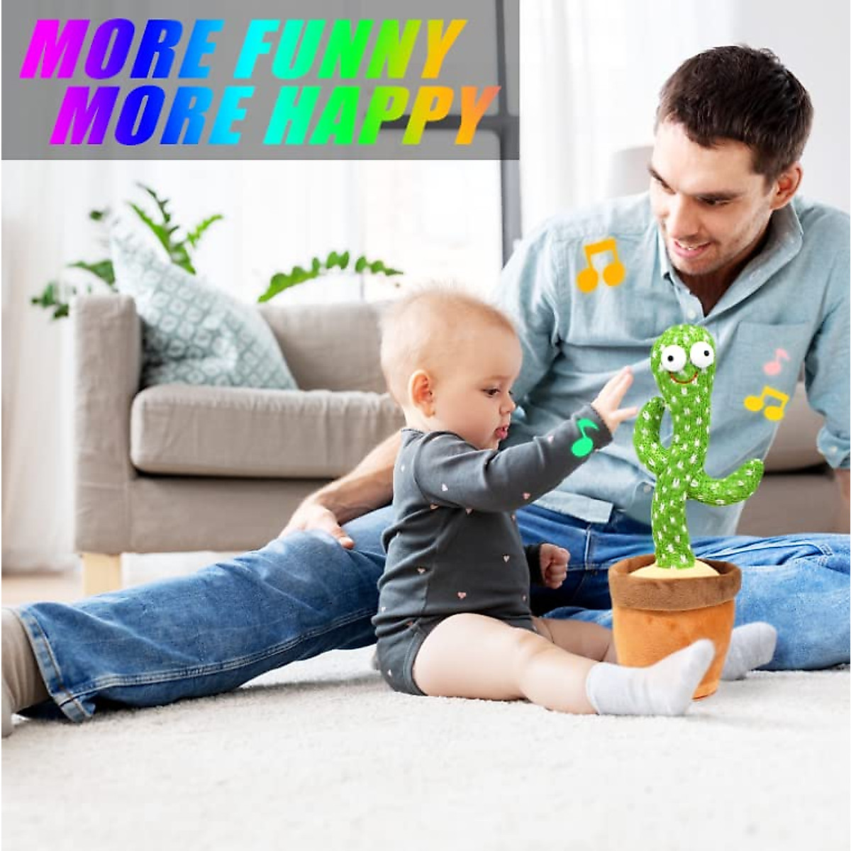 Dancing Cactus Toys for Baby Boys and Girls, Talking Plush Dancing Cactus Toy Electronic Plush Toy Singing, Record Repeating What You Say with 120 English Songs and LED Lighting for Home Decor Toys