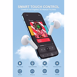 ZONWOO Wireless Earbuds, Bluetooth 5.3 Headphones with Charging Case, Touch Control in-Ear Stereo Earphones with Mic for Cellphone, IPX5 Waterproof Wireless Ear Buds for Running Workout