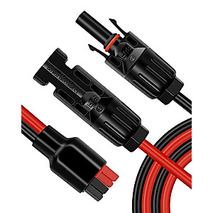 HUQUZN 10AWG 12FT Solar Panel Extension Cable Compatible with Ads Port Adapter and Solar Connector, Solar Charger Cable Kit for Portable Solar Generator Power Station RV, Vertical