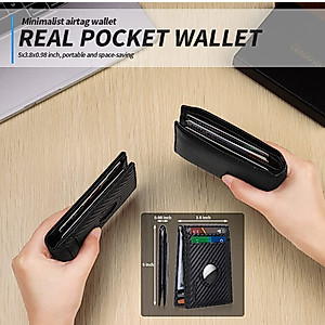SIMBOOM Airtag Wallet Men, Slim AirTag Wallet Bifold RFID Blocking with Money Clip Multiple Cards Pocket, Gifts for Mens(Carbon Black)
