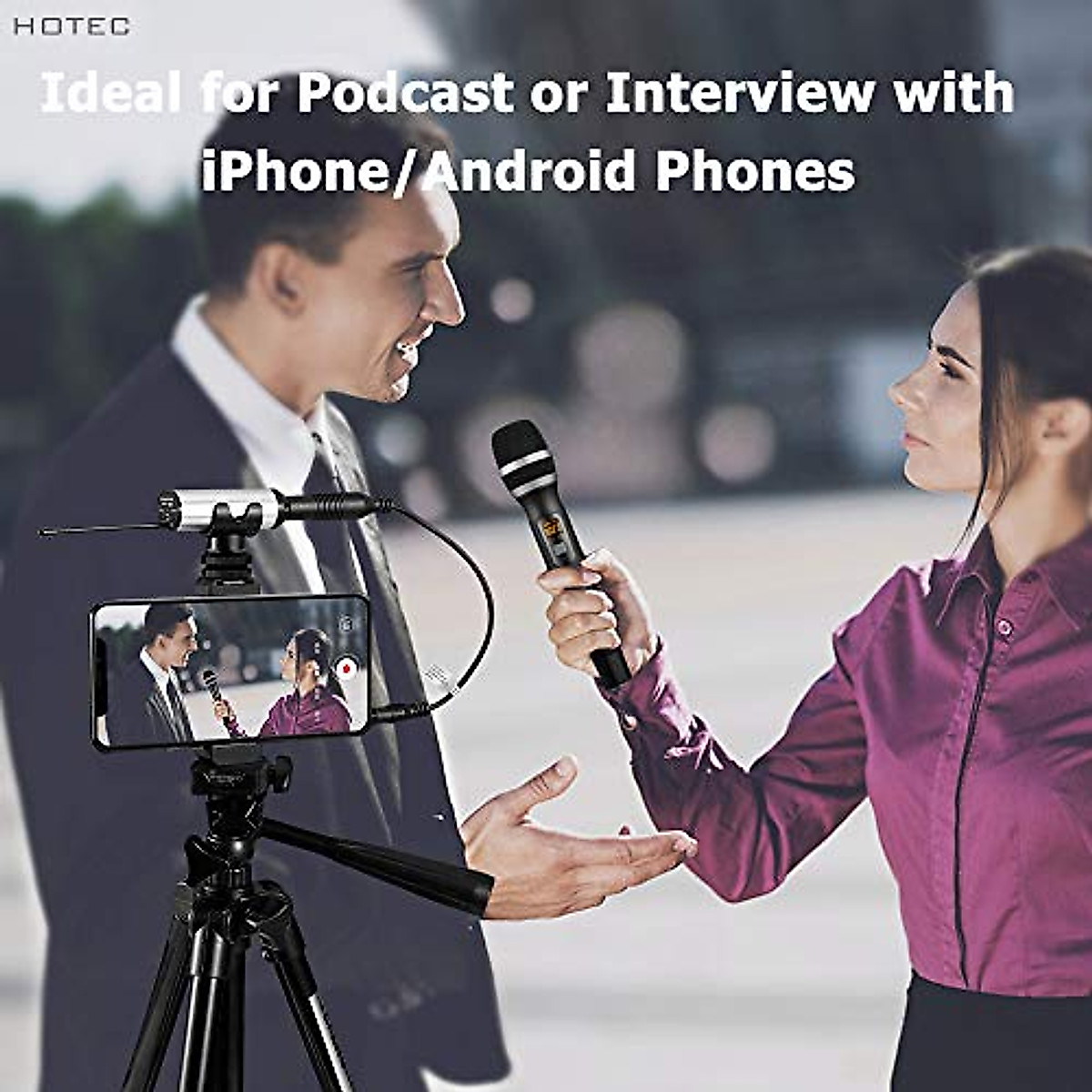 HOTEC 25 Channel UHF Handheld Wireless Microphone with Mini Portable Receiver 1/4" Output, for Church/Home Party/Karaoke/Business Meeting/Phone Recording (Black)