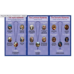 Two How to Pray the Rosary TriFold Instructions Pocket Holy Cards with Hail Mary, Our Father Prayers, Apostle's Creed