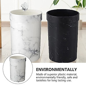 Small Marble Trash Can Wastebasket Plastic Recycling Bin Waste Paper Basket Garbage Can Container Bin for Office Bathroom Bedroom Cabinet 30x21cm