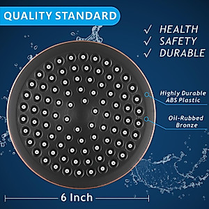 Voolan High Pressure Rain Shower Head, Luxury Modern Look, The Perfect Adjustable Replacement For Your Bathroom Showerhead, Comfortable Shower Experience Even at Low Water Flow (6" Oil-Rubbed Bronze)
