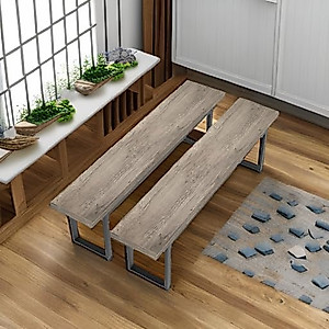 STHOUYN 59” Dining Bench Pair of 2 for 6-8 Person, Farmhouse Indoor Kitchen Table Benches, Bed Bench, Industrial Shoe Bench, Entryway Benches (Grey 2pcs)