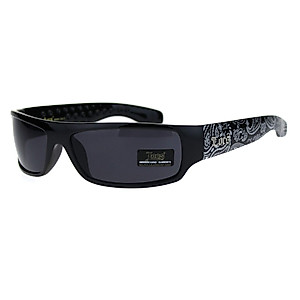 Locs Mad Dog Hardcore Gangster Cholo Narrow Rectangular Sunglasses Black Bandana