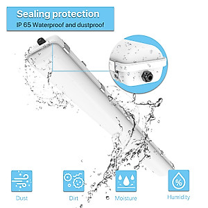 HYPERLITE 4FT LED Vapor Tight Light 40W 5200LM, IP65Waterproof LED Vapor Proof Fixture 5000K 100-277V LED Vapor Light for Car Wash Bays, Horse, Barn, Shop, Cold Storage,Garage 4Pack