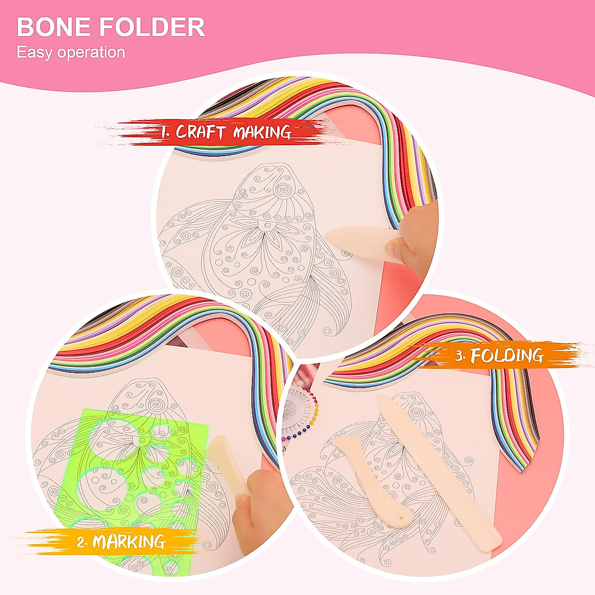 KITANIS 14 Pieces Paper Quilling Tools Slotted Kit, Assorted Sizes Rolling Curling Quilling Needle Pen for Art Craft DIY Paper Card Making Project Tools