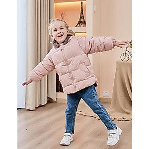 Baby Down Jacket for Girls 6-12 Months Pink Bear Ear Zipper Coat with Pocket Winter Warm Thick Hooded Clothes Outwear