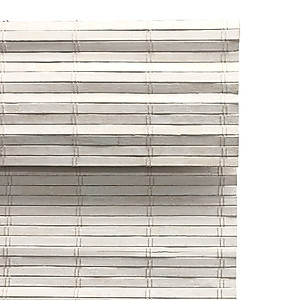 Radiance Cordless Distressed White Brooklyn Flatstick Bamboo Roman Shade - 39 in. W x 64 in. L