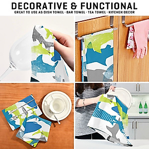 xigua Shark Kitchen Towels Set of 1, Soft Absorbent Drying Dishcloths Dish Towels with Hanging Loop for Kitchen Bathroom Bar Home Decor, 18 x 28 Inch