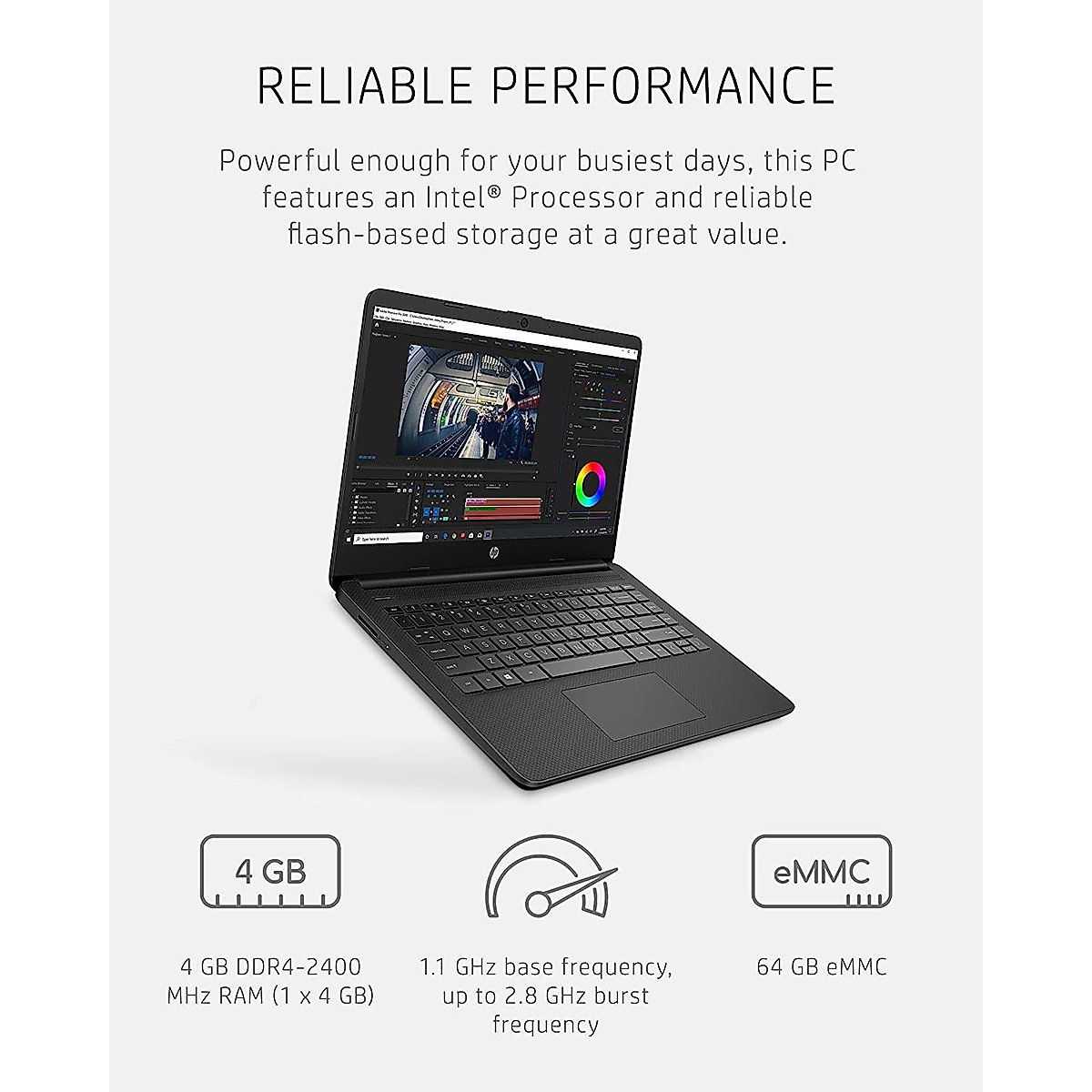 HP Stream 14" HD Touchscreen, Intel Celeron Dual-Core Processor, 4GB DDR4 Memory,192GB Storage (64GB eMMC+128GB Card),WiFi,Webcam,Bluetooth,1-Year Microsoft 365, Windows 10 S, Jet Black|TGCD Bundle