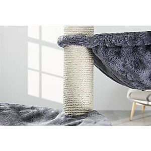 YOUPET 33.46" Height Cat Tree with Cat Condo Big Hammock and Two Replacement Spring Balls,Grey …