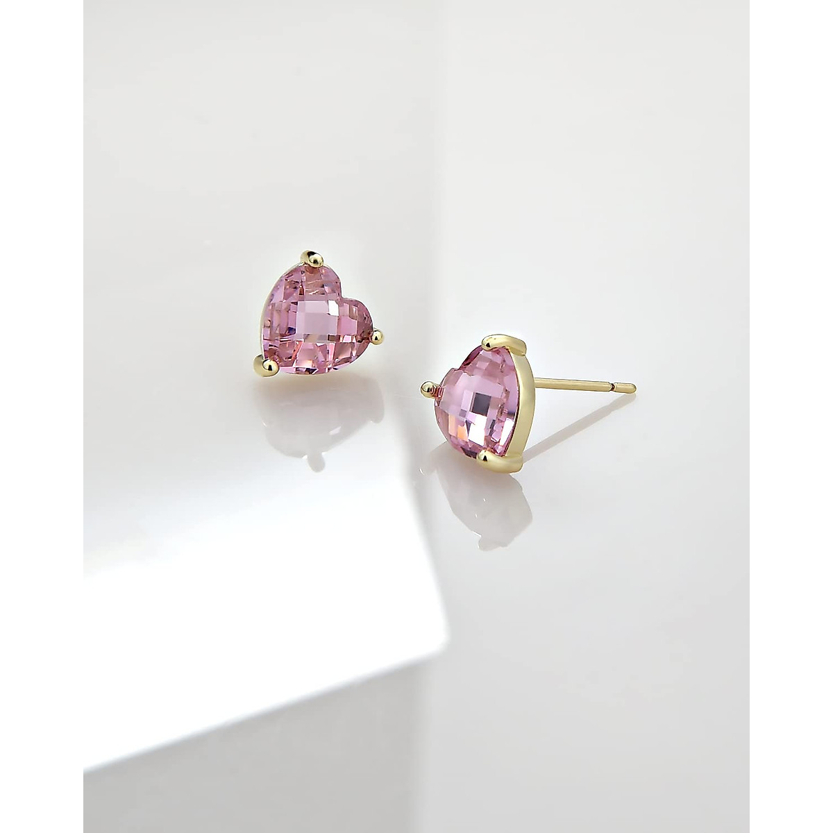 Liz Kol Pink Heart Earrings for Women, Gold Stud Earrings with Sterling Silver Post Jewelry Gifts