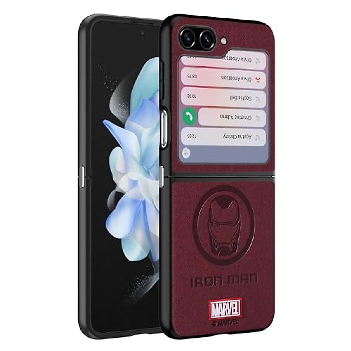 IRON SPIDER Case for Samsung Galaxy Z FLIP 5 5G, with Superhero character Compatible Galaxy Z FLIP 5 5G Leather Case WINE RED