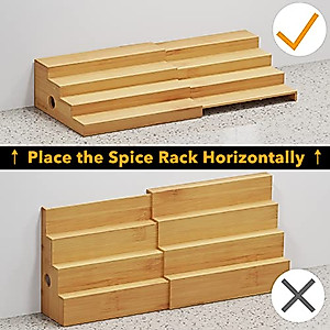 SpaceAid 4 Tier Bamboo Spice Rack Organizer for Cabinet, Kitchen Pantry Spices Storage Rack for Cabinets Organization, Home Seasoning Tiered Can Goods Racks Wood Shelf Organizers (4 Tier, Natural)