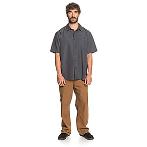 Quiksilver Men Centinela 4 Button Up Comfort Fit Pocket Collared Shirt, Black Centinella, X-Large