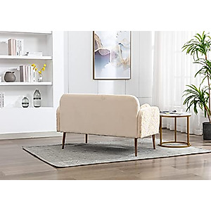 Nigwedete 55'' W Loveseat Sofa, Accent Sofa with Metal Feet, Modern Upholstered Sofa Couch for Small Living Room, Apartment and Small Space, Beige