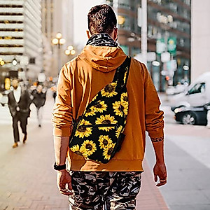 NAWFIVE Sunflower Sling Bag Crossbody Shoulder Backpack Autumn Floral Adjustable Lightweight Travel Hiking Casual Daypack