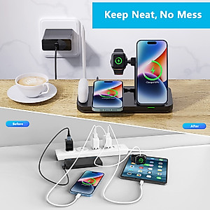 5 in 1 Wireless Charger for Apple Multiple Devices 72W Fast Wireless Charging Station with USB Ports Foldable Charging Dock Stand for Different iPhone Galaxy Android Phones