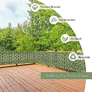 Giantex Artificial Faux Ivy Privacy Fence, 118"x59" Artificial Hedge Faux Ivy Vine Leaf Greenery Wall Screen, Decorative Trellis Fence Covering for Outdoor Porch Garden Patio