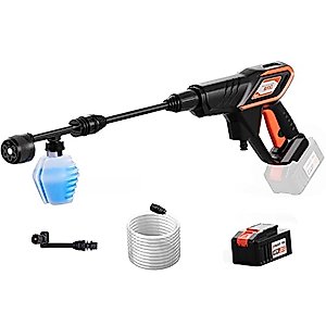 AIVOLT Cordless Pressure Washer, 800PSI Portable Power Cleaner 40V Battery Powered Cordless Power Washer with 6-in-1 & 180°Rotating Multi-Function Nozzle for Washing Cars/Fences/Siding