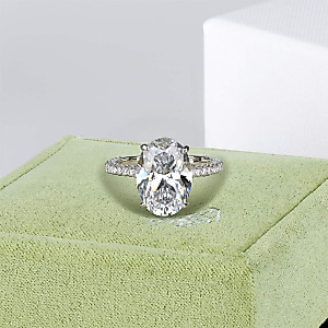 AINUOSHI 925 Sterling Silver Women Wedding Rings 5 Carat Oval Cut Cubic Zirconia Engagement Ring(6.5)