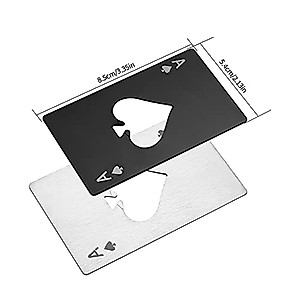 10 Pcs Ace of Spades Bottle Openers, Poker Card Bottle Openers, Stainless Steel Portable Metal Credit Card Beer Bottle Can Cap Openers for Wallet Pocket, Wedding Birthday Party, Silver/Black