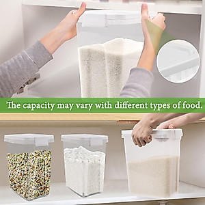 Tight-Lock Rice Container 15 Lbs - Airtight Flour Container with Scoop - Food-Grade Plastic Food Storage Container for Cereal, Sugar - Dry Food Dispenser for Kitchen, Pantry Organizers and Storage