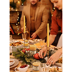 Natural Beeswax Taper Candles 10"- Beeswax Candles Set 6 Pack, Yellow