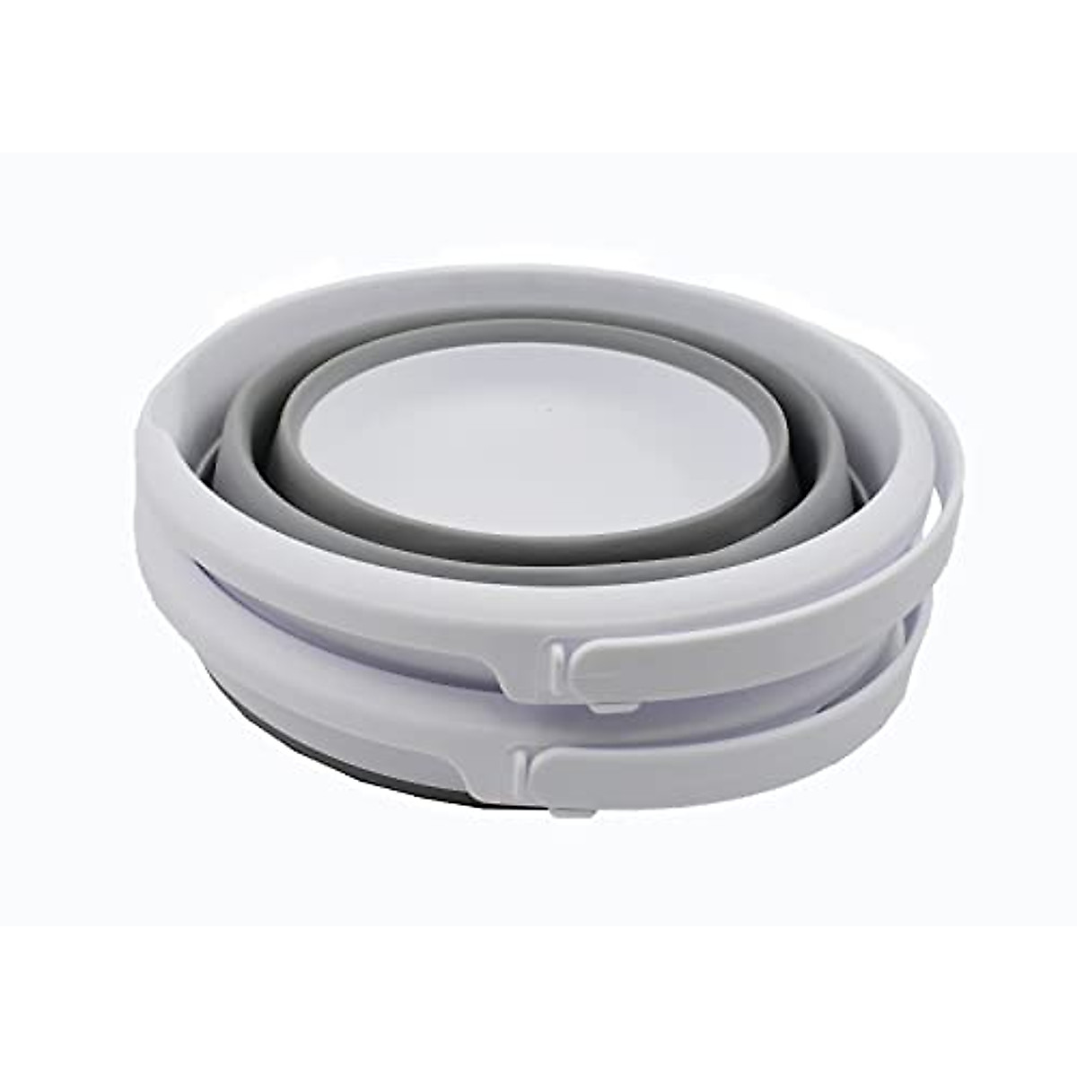 SAMMART 5.5L (1.4 Gallon) Collapsible Plastic Bucket - Foldable Round Tub - Portable Fishing Water Pail - Space Saving Outdoor Waterpot (Grey & Grass Green, 2)