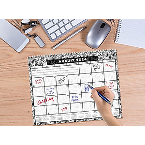 2024-2025 Academic Year 12 Months Student Calendar/Planner for Wall & Desk & 3-Ring Binder, for School, Teacher, Student (Black&White Paisley Edition #010)